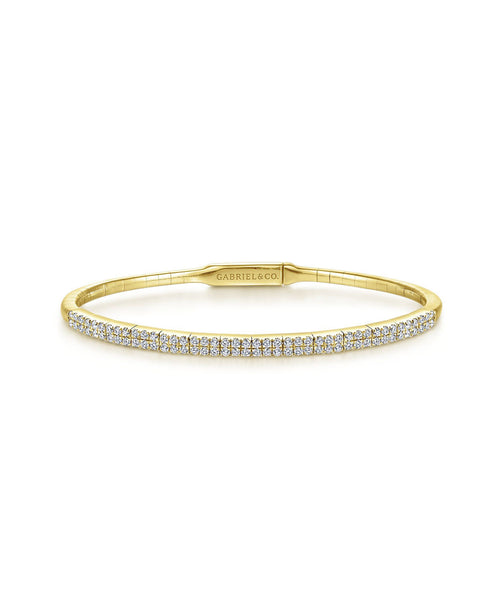 14K Yellow Gold Two Row Diamond Bangle – Bellman Jewelers