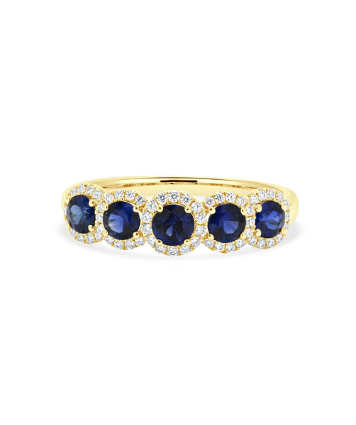 14K Yellow Gold Quintuple Sapphire and Diamond Halo Ring – Bellman Jewelers