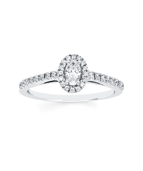 Ostbye - 14K White Gold Diamond Diamond Halo Bridal Ring – Bellman Jewelers