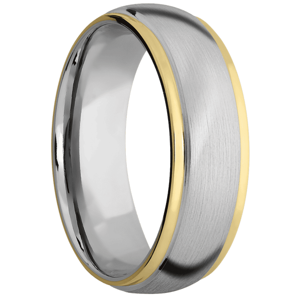 14K White Gold with Satin , Polish Finish and 14K Yellow Gold Inlay ...